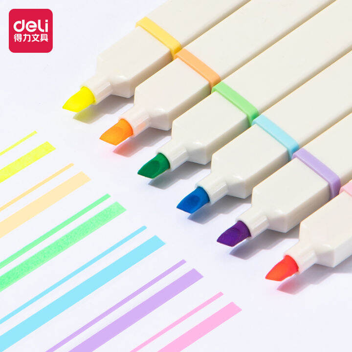 Deli 6Color/Set Highlighter Pen Student Writing Marker Pen Stationery School Supplies S741 ...