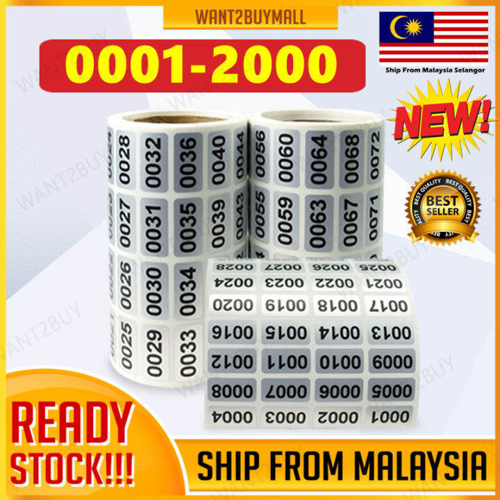 0001-2000 Waterproof Silver Rectangular Roll Digital Number Nomber ...