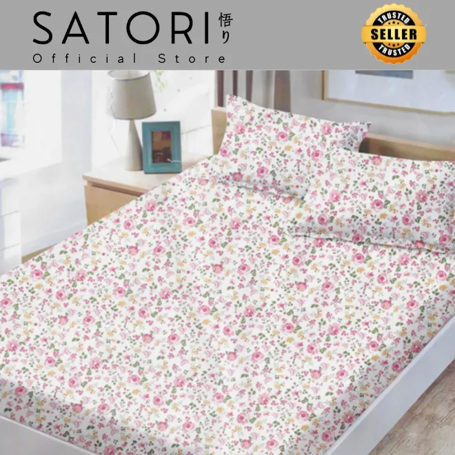 SATORI 3 in 1 Bedsheet Cover with Garter set (1 Garterized Bed Sheet ...