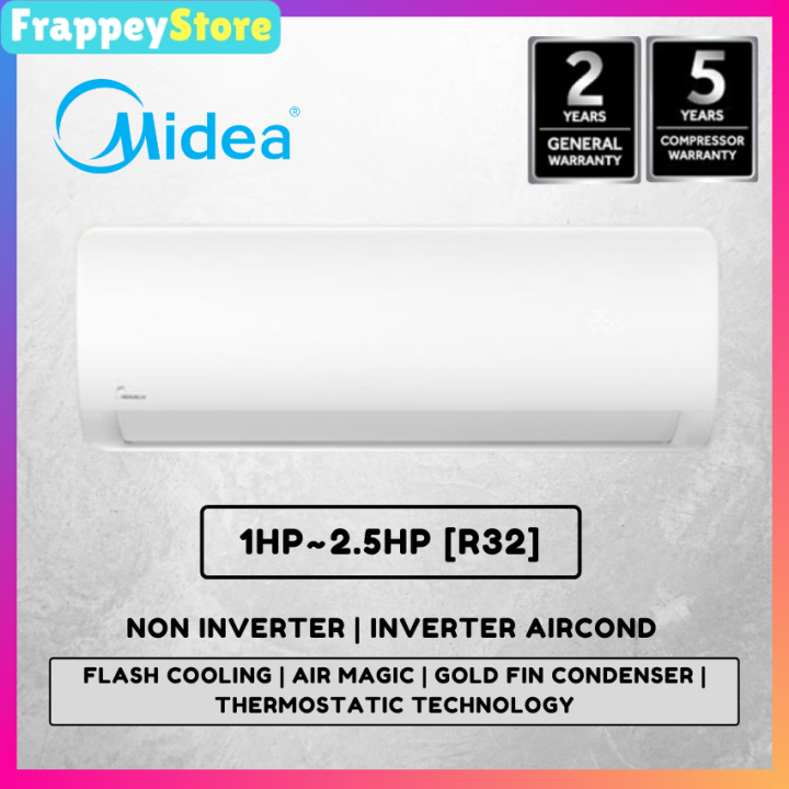 [FRAPPEY]🛠️ Midea Air Conditioner 1HP/1.5HP/2HP/2.5HP Non Inverter Ionizer R32 Aircond ...