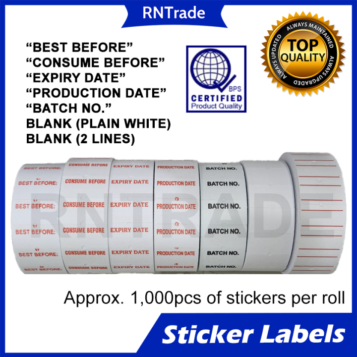 Price Tag Sticker Label - BEST BEFORE / EXPIRY DATE / CONSUME BEFORE ...