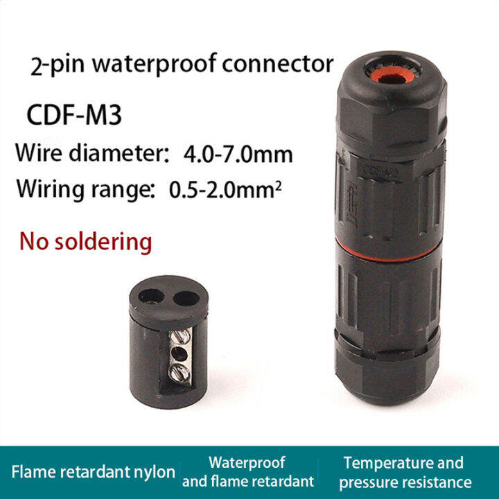 3 Pin Waterproof Straight Connector Wire Cable Outdoor Plug Socket ...