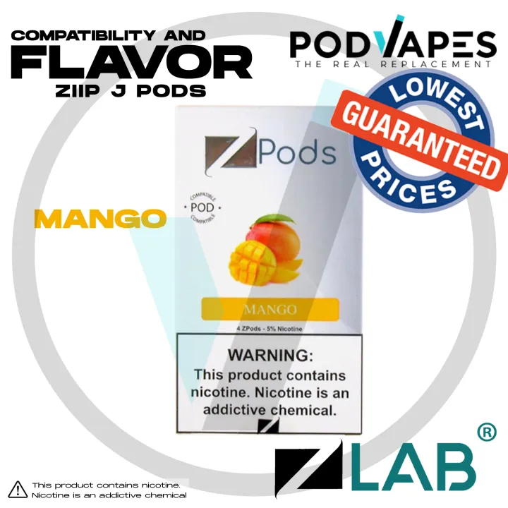 PODVAPES ZiiP Pods J Style – Mango Compatible Pods 5% 50mg/ml ...