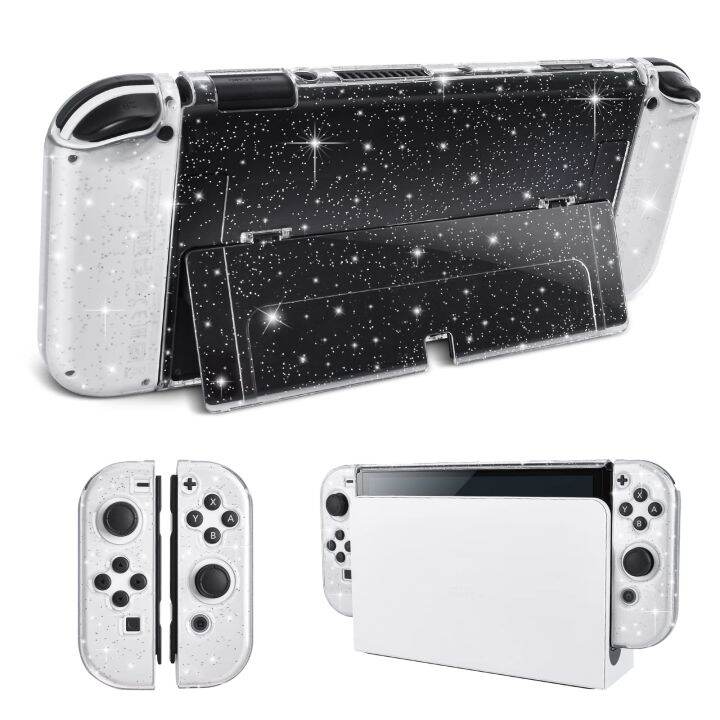 Narsta เคสเปลือกแข็งปกป้องกันกระแทกแบบใสกลิตเตอร์ใสปกป้องตัวเครื่องสำหรับ Nintendo Switch เคส ...