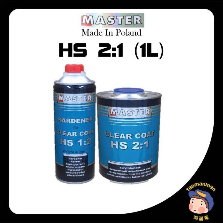 MASTER Premium HS 2:1 Clear Coat【1 Litre】with MASTER HS Extra Slow Hardener 1:2【500ml】HIGH SOLID ...