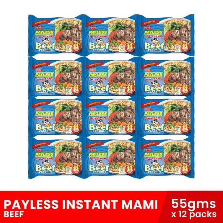 PAYLESS Instant Mami Beef Paborito 55g x 12 packs, instant noodles ...