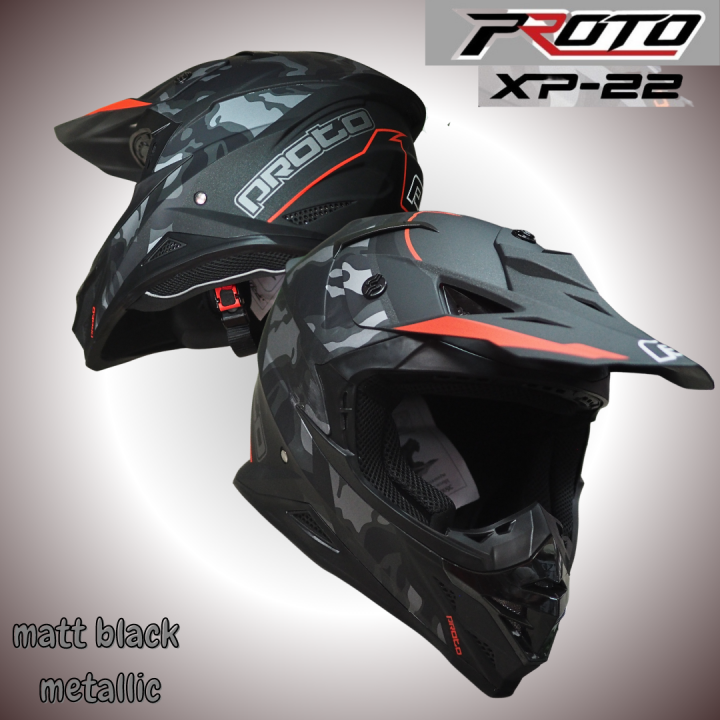 หมวกกันน็อควิบากโปรโต proto รุ่น XP motocross helmet สีเทาด้าน ดำเกล็ดด้าน เหลืองนิออน เขียวนิ ...