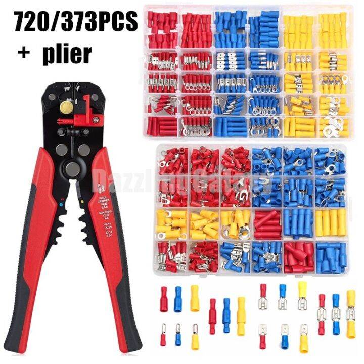 [Hot A] 720/373PCS Insulated Spade Butt Ring Fork Ring Lugs Rolled Cable Terminals Electrical ...