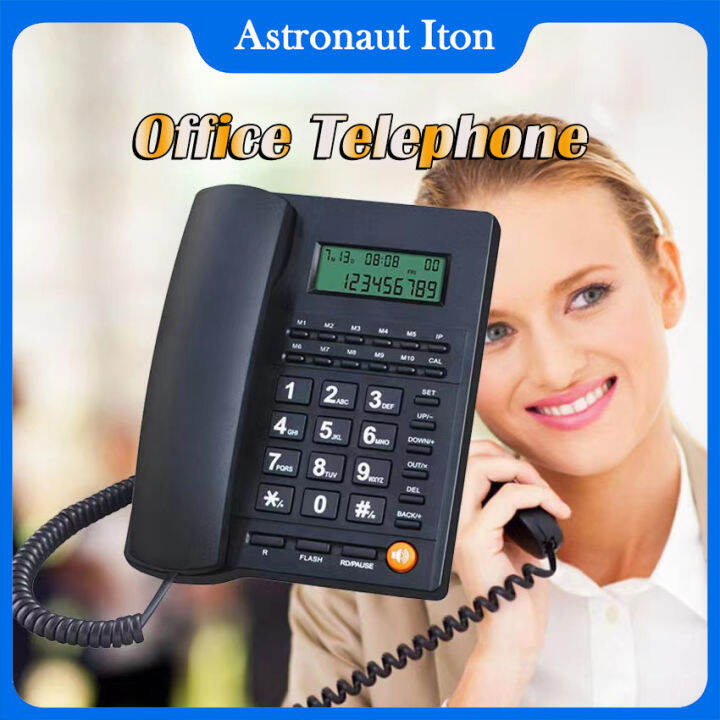 LCD Corded Caller ID Telephone With Speaker Home Office Wired Landline Telephone Set Phone ...
