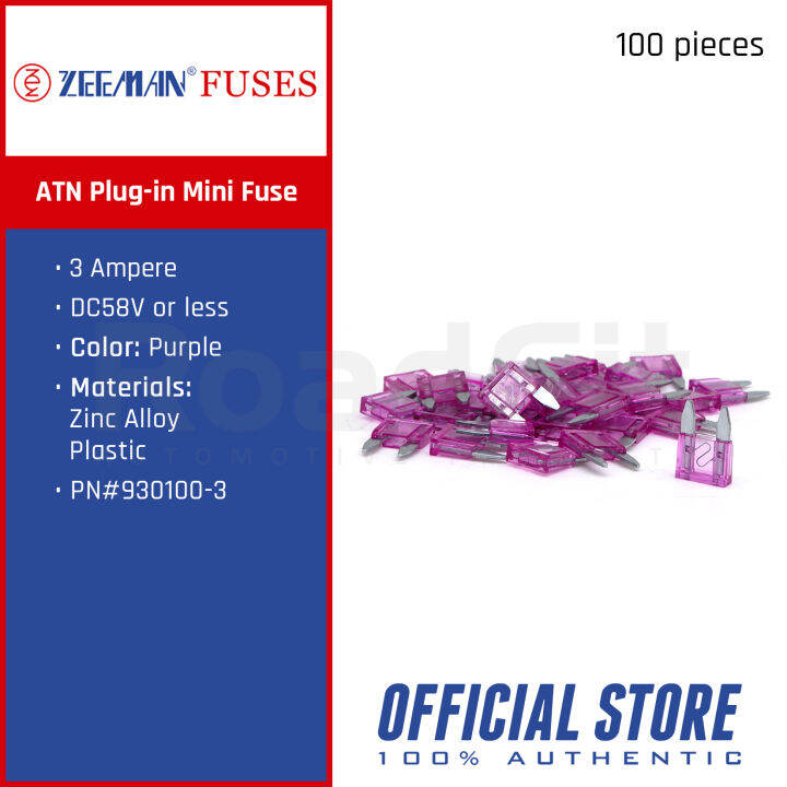 ATN 3A Plug-In Blade Mini Fuses, Violet, 100pieces PN#930100-3 | Lazada PH