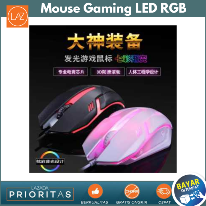 Mouse Gaming LED RGB 1000 DPI Untuk Komputer PC laptop | Lazada Indonesia