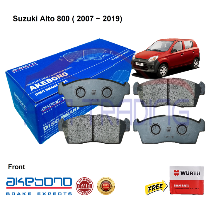 Genuine Akebono Front Brake Pads for Suzuki Alto 800 (2007-2019) w ...