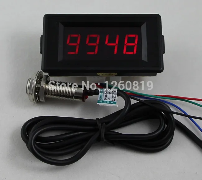 DC 24V 4 Digital Red LED Counter Meter Up Down+Hall Effect Proximity ...