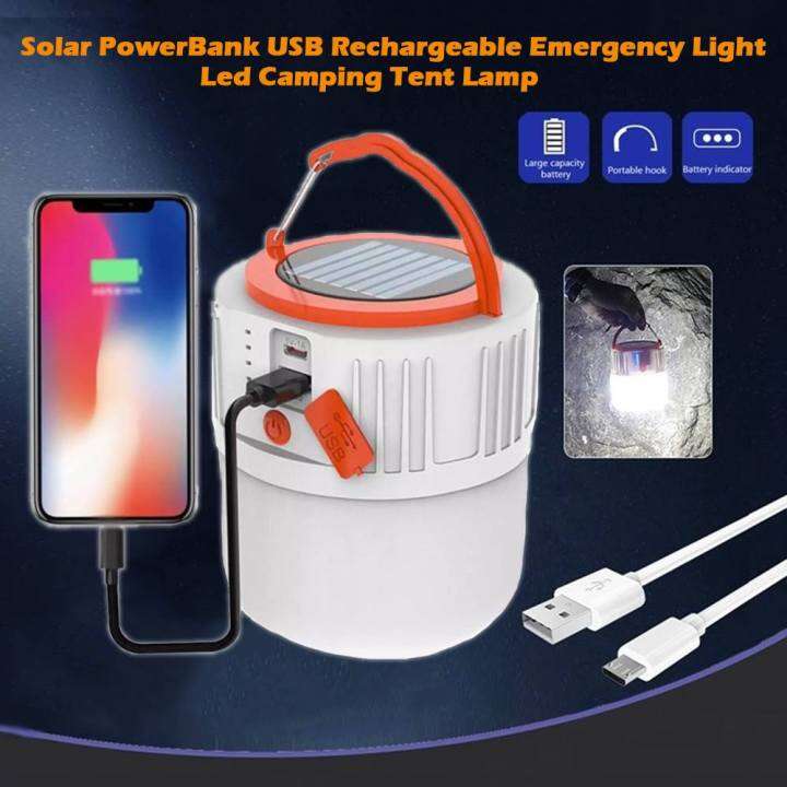 "POWER MOBILE"" Solar Emergency Charging Lamp W/ Power Bank Function Solar Powerbank Usb ...