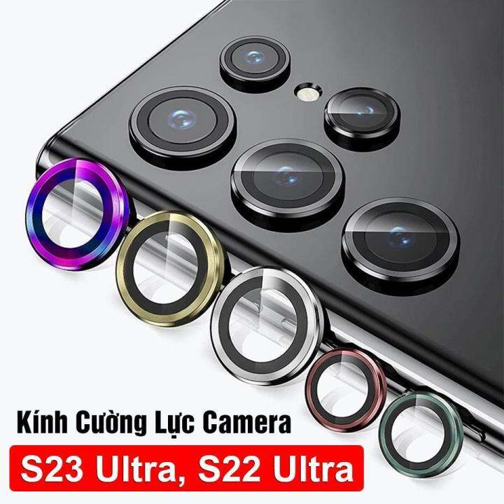 Bộ lens dán bảo vệ camera cho Samsung S23 Ultra, S23 viền nhôm mặt kính ...