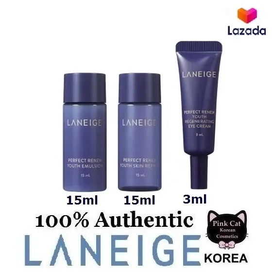 Korean Cosmetics LANEIGE Perfect Renew Youth Skin Refiner 15ml / Emulsion 15ml with Regenerating ...