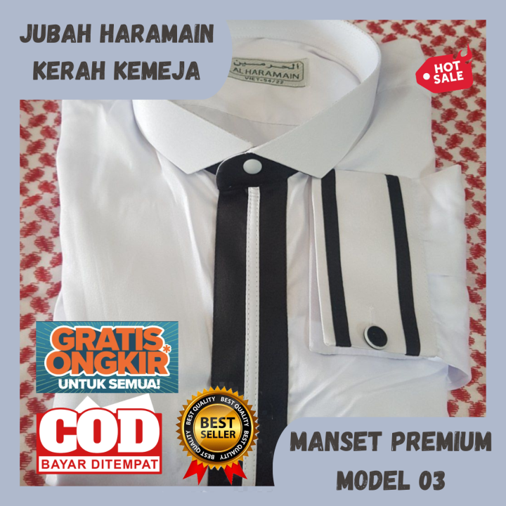 Jubah Al Haramain Kerah Kemeja List Hitam Lengan Panjang Manset Model ...