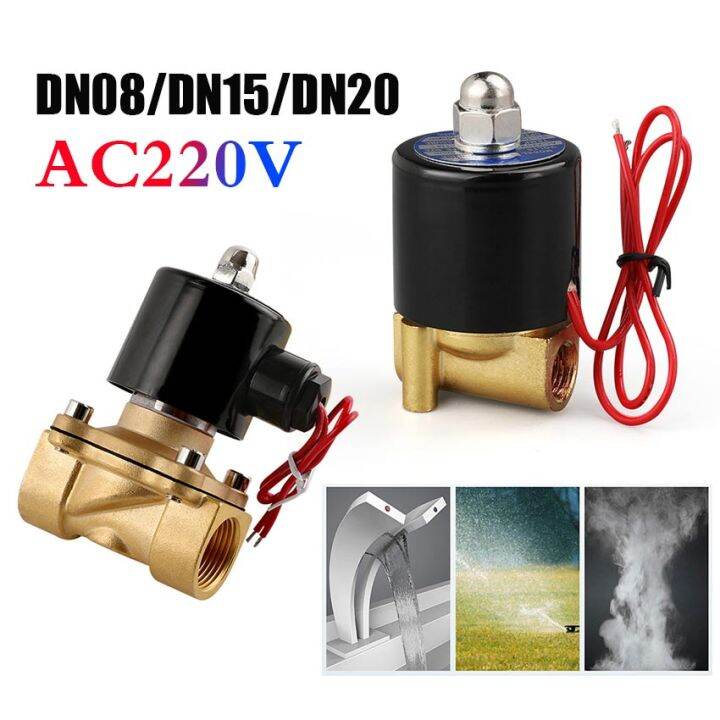 AC 220V Solenoid Valve Brass Normally Closed 2 Two Way Internal Thread 1/4 1/2 3/4 " for Water ...
