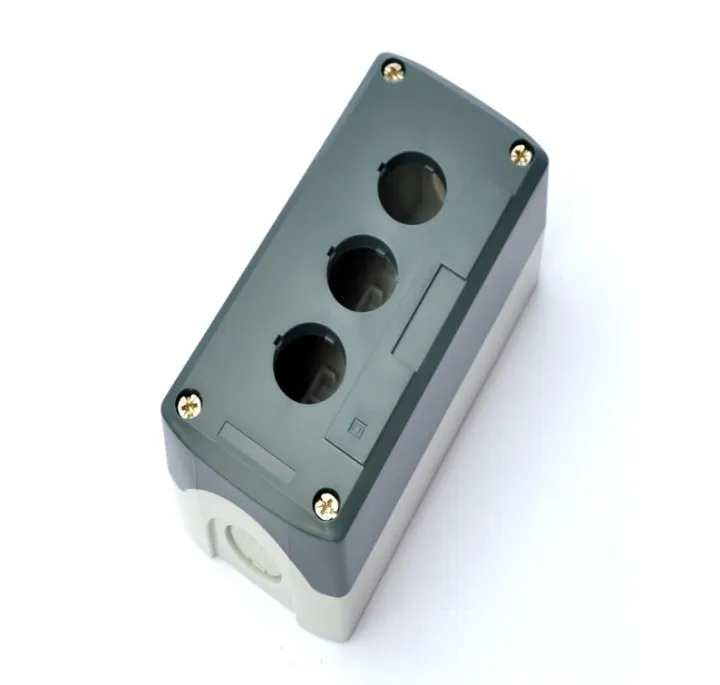 SBX03พลาสติกสีเทา22มม. Dia 3-Hole Push Button Switch Control Box Case ...