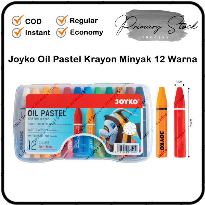 Krayon Lengkap Anti Air OP-12S Crayon Minyak Oil Pastel Joyko 12 Warna ...