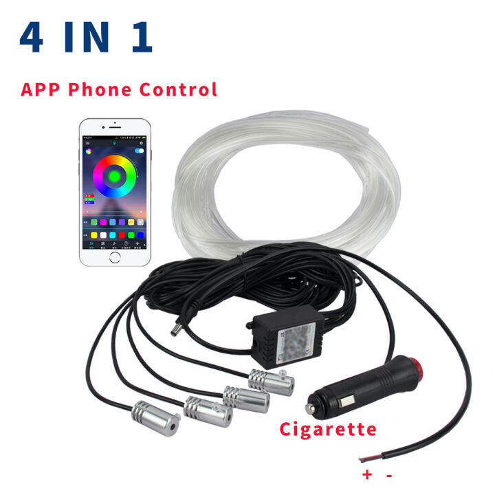 LED Car Interior Decoration Lamp Strip Auto Ambient Light APP RGB Music Control Flexible EL Wire ...