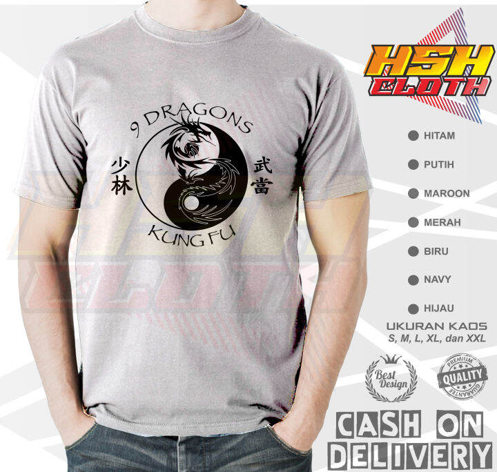Baju Kaos Pria Distro Sablon DTF 9 Dragon Kungfu Bisa Custom - HSHCloth | Lazada Indonesia