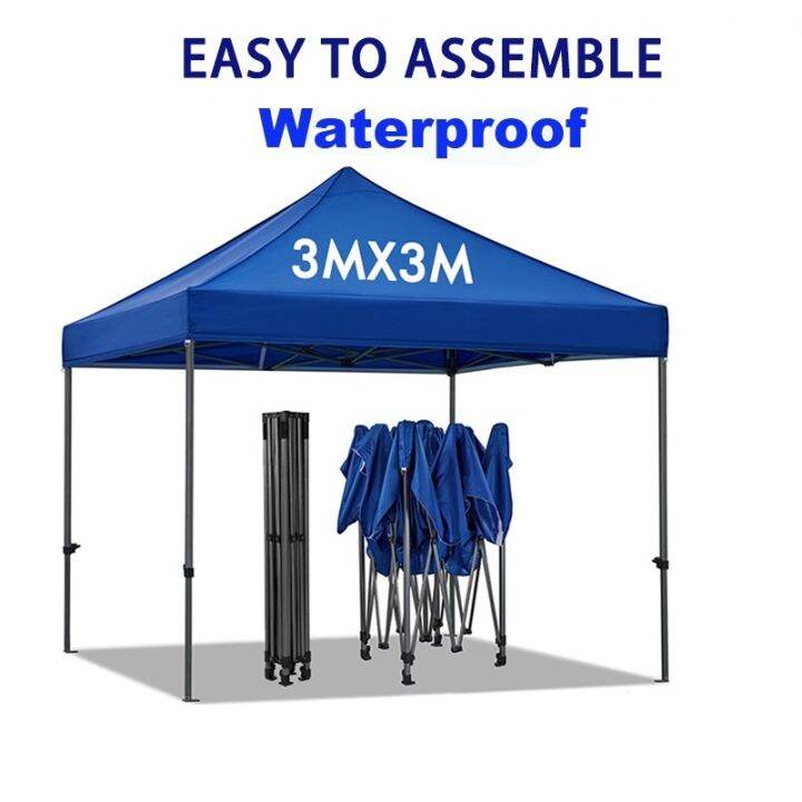 HomeCare 3x3 Tent Waterproof Retractable Tent Complete Set Black Post ...