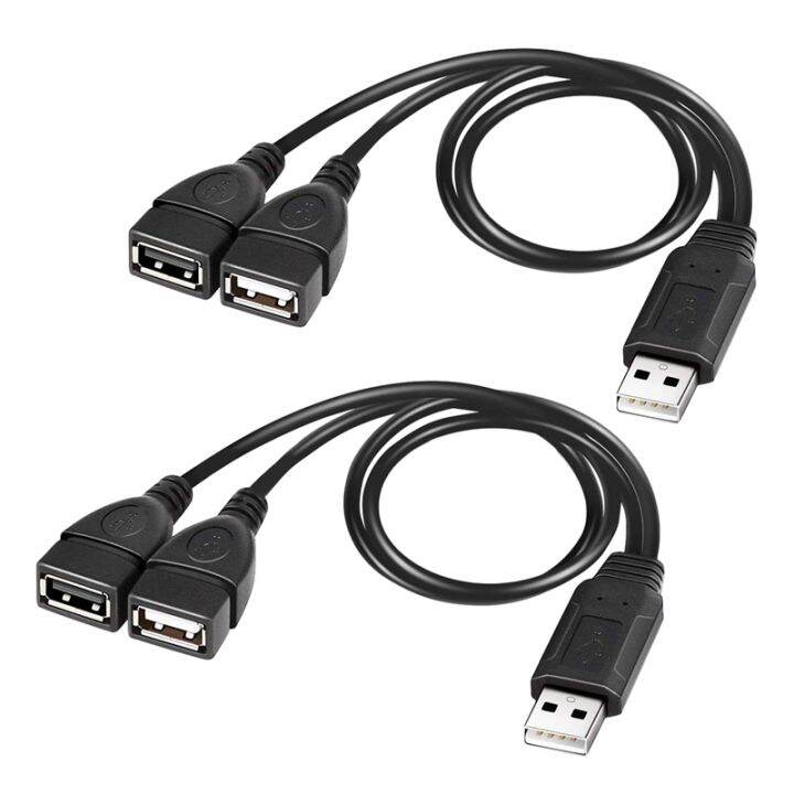 2X USB Splitter Cable, USB 2.0 A Male to Dual USB Female Jack Y ...