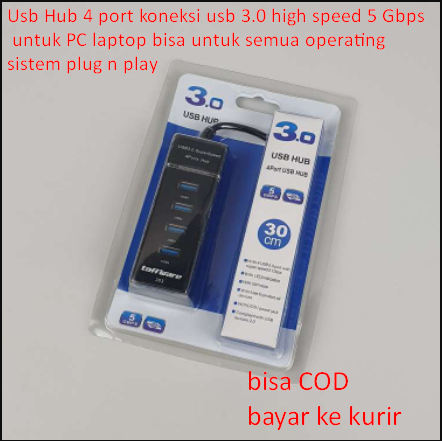 Usb Hub 4 port koneksi usb 3.0 high speed 5 Gbps untuk PC laptop bisa ...