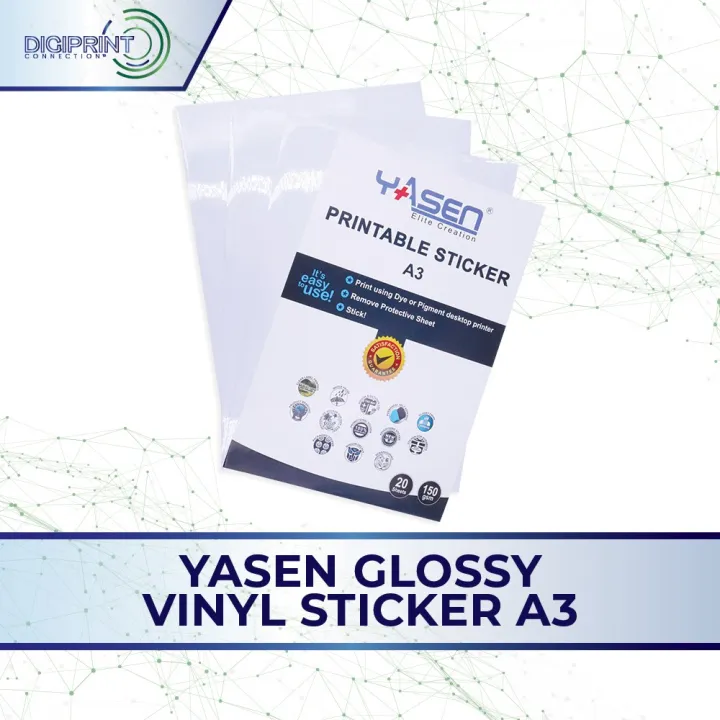 Yasen Glossy Waterproof Sticker Vinyl Sticker A3 Size aka notepad ...