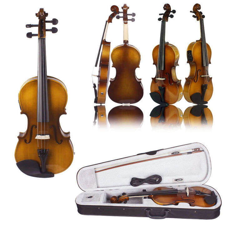 4/4 Full Size Acoustic EQ Electric Violin Fiddle Kit Solid Wood Spruce ...