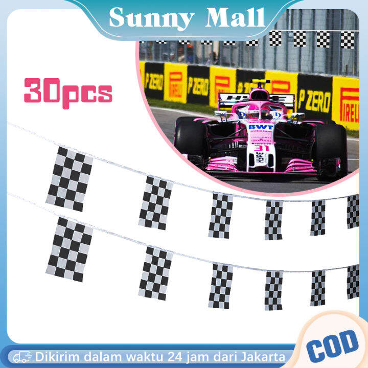 9m Bendera Balapan 14x21cm Bendera Balap 30pcs Racing Flag Motif Catur ...