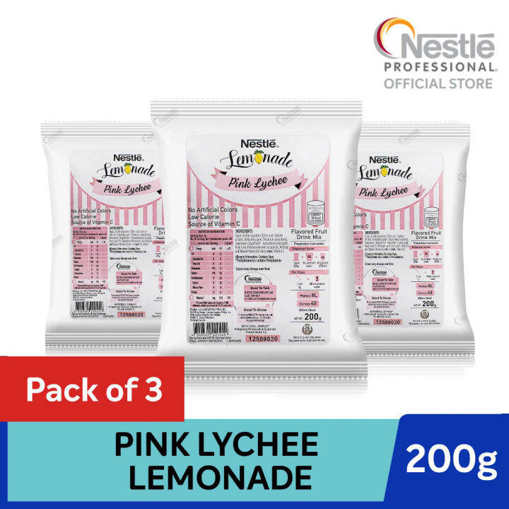 NESTLÉ Pink Lychee Lemonade 200g - Pack of 3 | Lazada PH