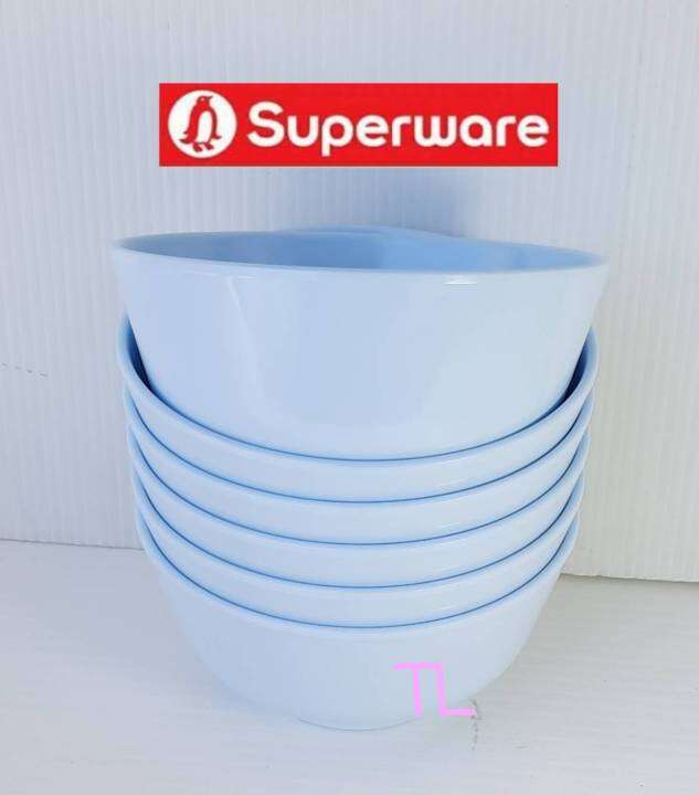 ซุปเปอร์แวร์ชาม 4.5 นิ้ว 6ชิ้น สีฟ้าทรงกลม (ถ้วยแบ่งไม่มีกล่อง) ซุุปเปอร์แวร์เกรดA เมลามีน100% ...