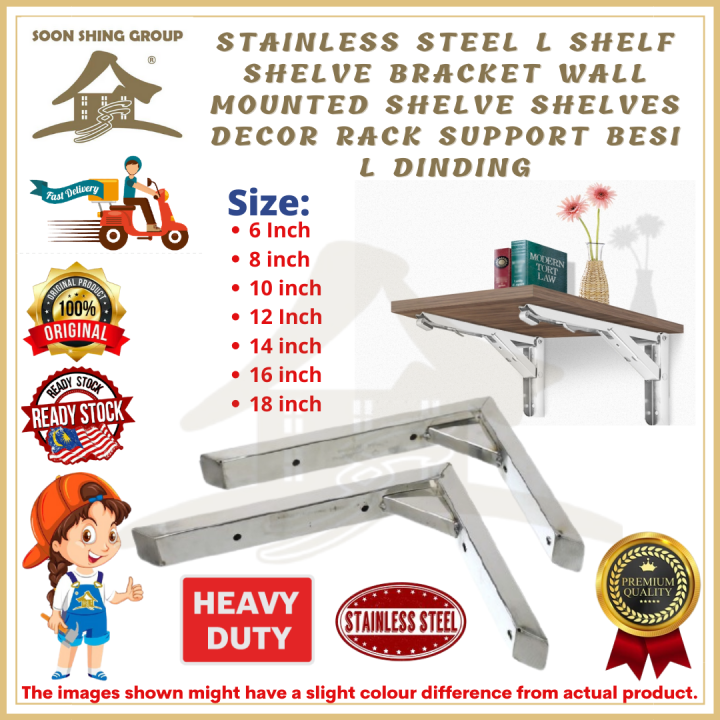 Stainless Steel Heavy Duty L Shelf Shelve Bracket Wall Mounted Shelve ...