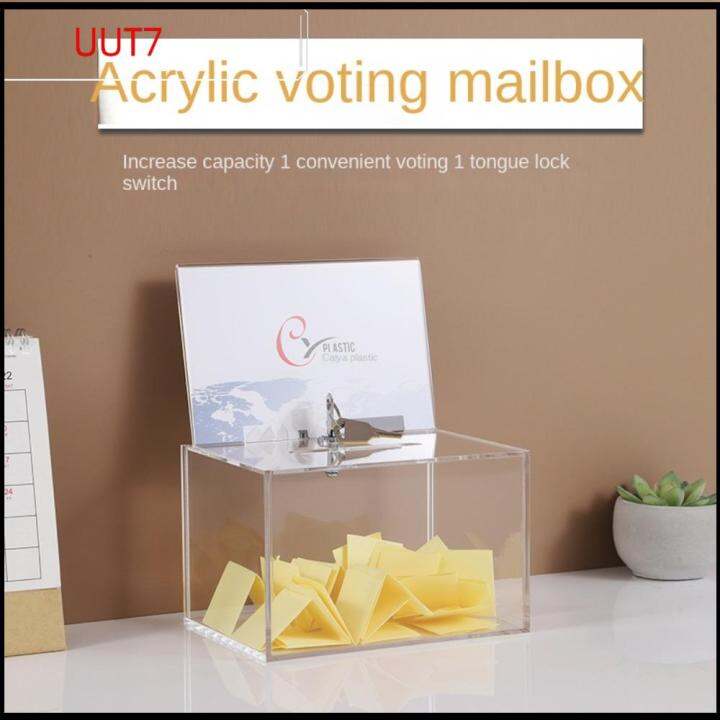 UUT7 Transparent Donation Box Acrylic with Lock Raffle Ticket Box Clear ...