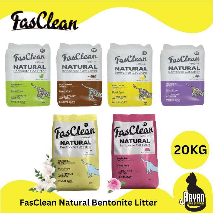(20KG) Fas Clean Natural Bentonite Litter 25L/20KG | Lazada
