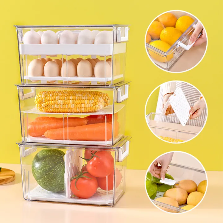【COD】Refrigerator Fridge Food Fruit Storage Box 2 Tiers Freezer Egg Box ...