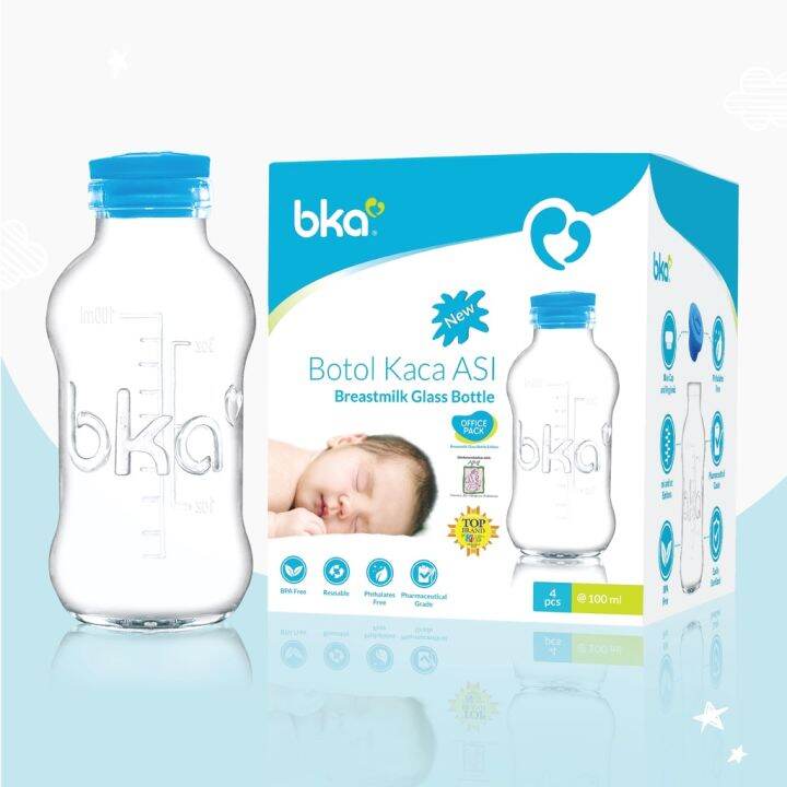 BKA Botol Kaca Asi Tempat Simpan ASI 100 ml Isi 4 pcs & 8 pcs | Lazada ...