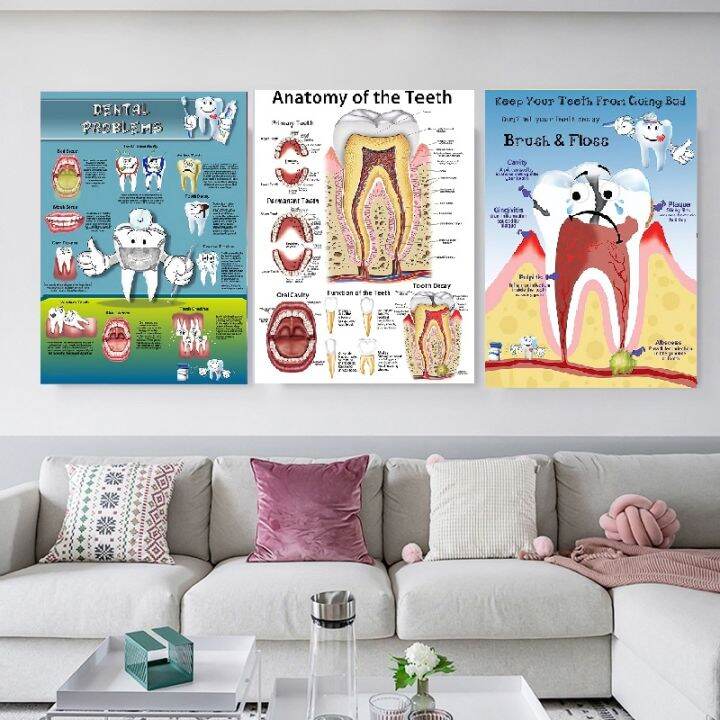 Dental Problems Poster Dental Clinic Dentist Anatomy of the Teeth Mural ...