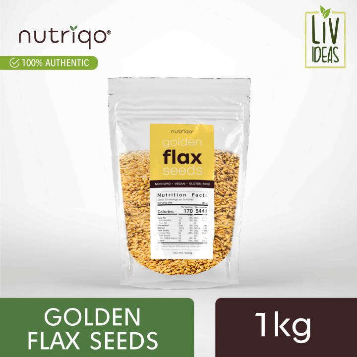 Nutriqo Golden Flaxseeds / Flax Seeds 1kg or 1 kilo (Vegan, Gluten-Free ...