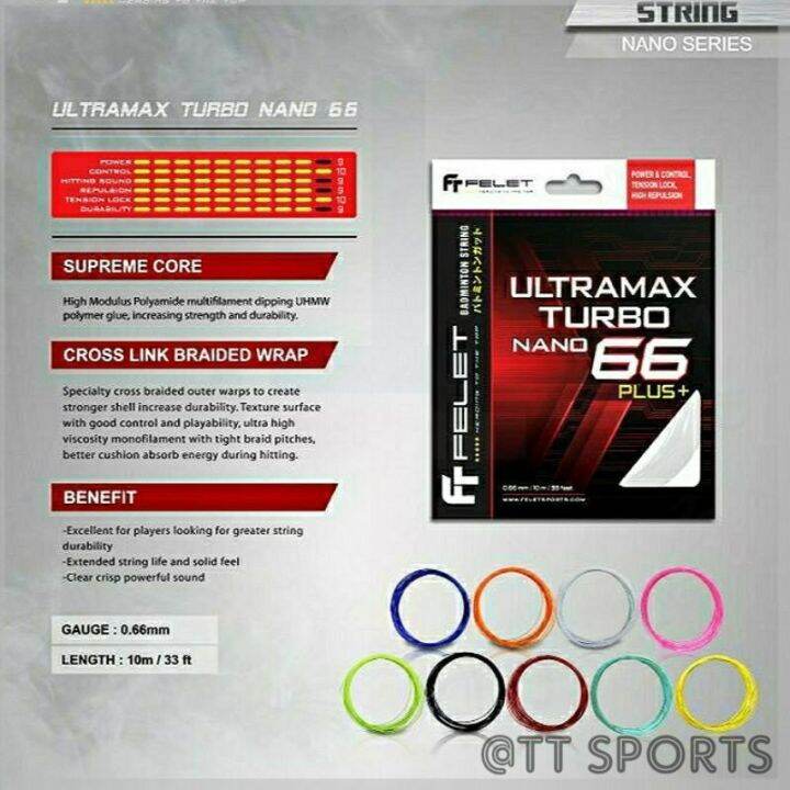 FELET ORIGINAL Ultramax Turbo Nano 66 Badminton String | Lazada