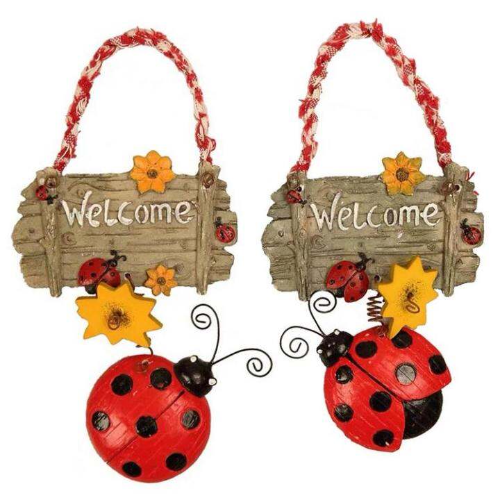 Garden Welcome Sign Welcome Ladybug Garden Sign Farmhouse Flower Beetle ...