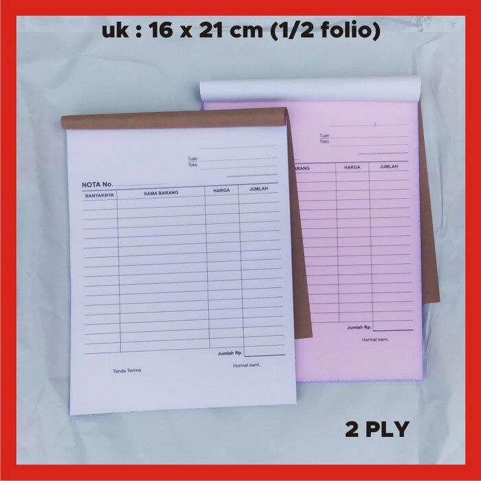 Nota Kosong Besar Kontan 2 Ply Polos Faktur Rangkap Polosan Penjualan ...