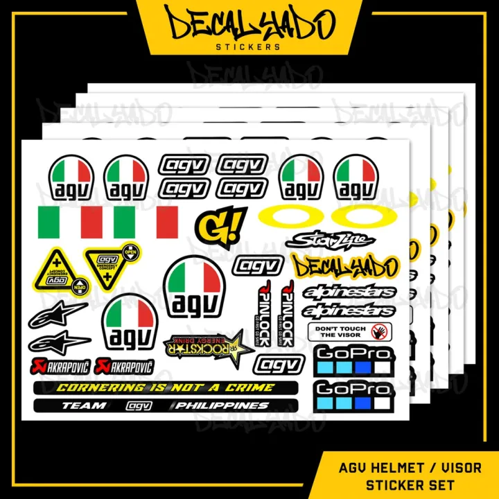 AGV Set Motorcycle Helmet Visor Waterproof Stickers Car Vinyl Decals ...