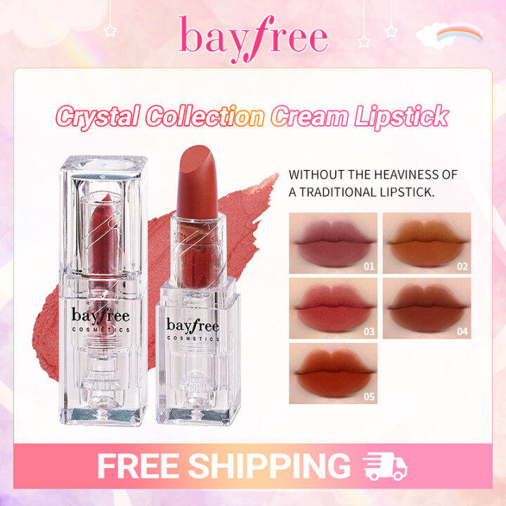 Bayfree Crystal Collection Cream Lipstick 5 Color Matte Long Wearing ...
