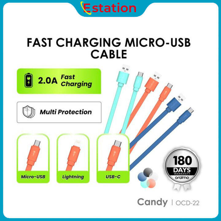 Oraimo Data Cable Candy Kabel 5V 2.1A Fast Charging 1M OCD-L22 - Lighting | Lazada Indonesia