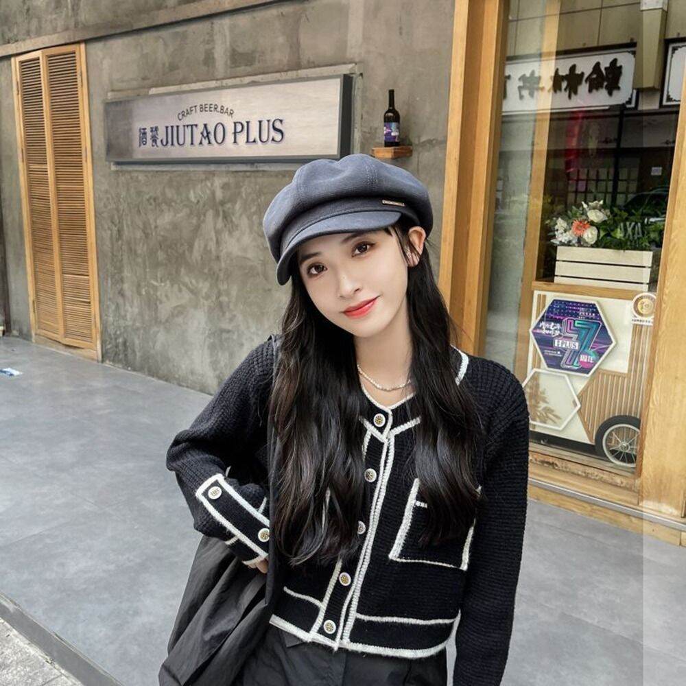 MARGOTA หมวกแปดเหลี่ยมแฟชั่นสำหรับผู้หญิงหมวกกะบังฤดูใบไม้ร่วงสีทึบหมวก ...