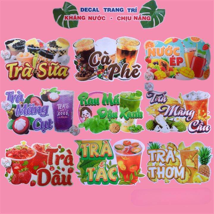 Decal Trang Trí Quán TRÀ SỮA, CÀ PHÊ Các Loại Hình Dán Trà Sữa, Trà Dâu ...