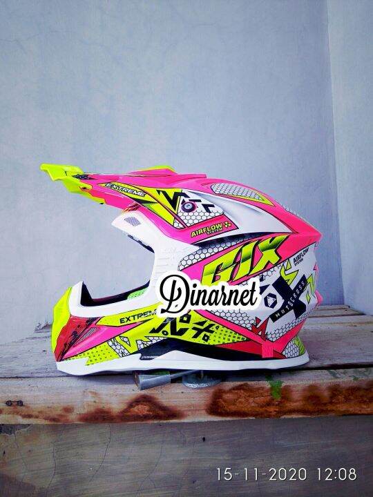 Helm Cross Gix Extreme Pink Stabilo Special Edition Trail Trabas ...